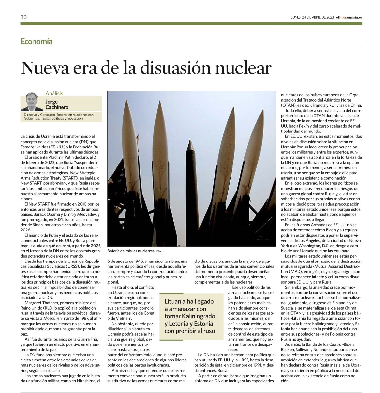 Nueva era de la disuasión nuclear